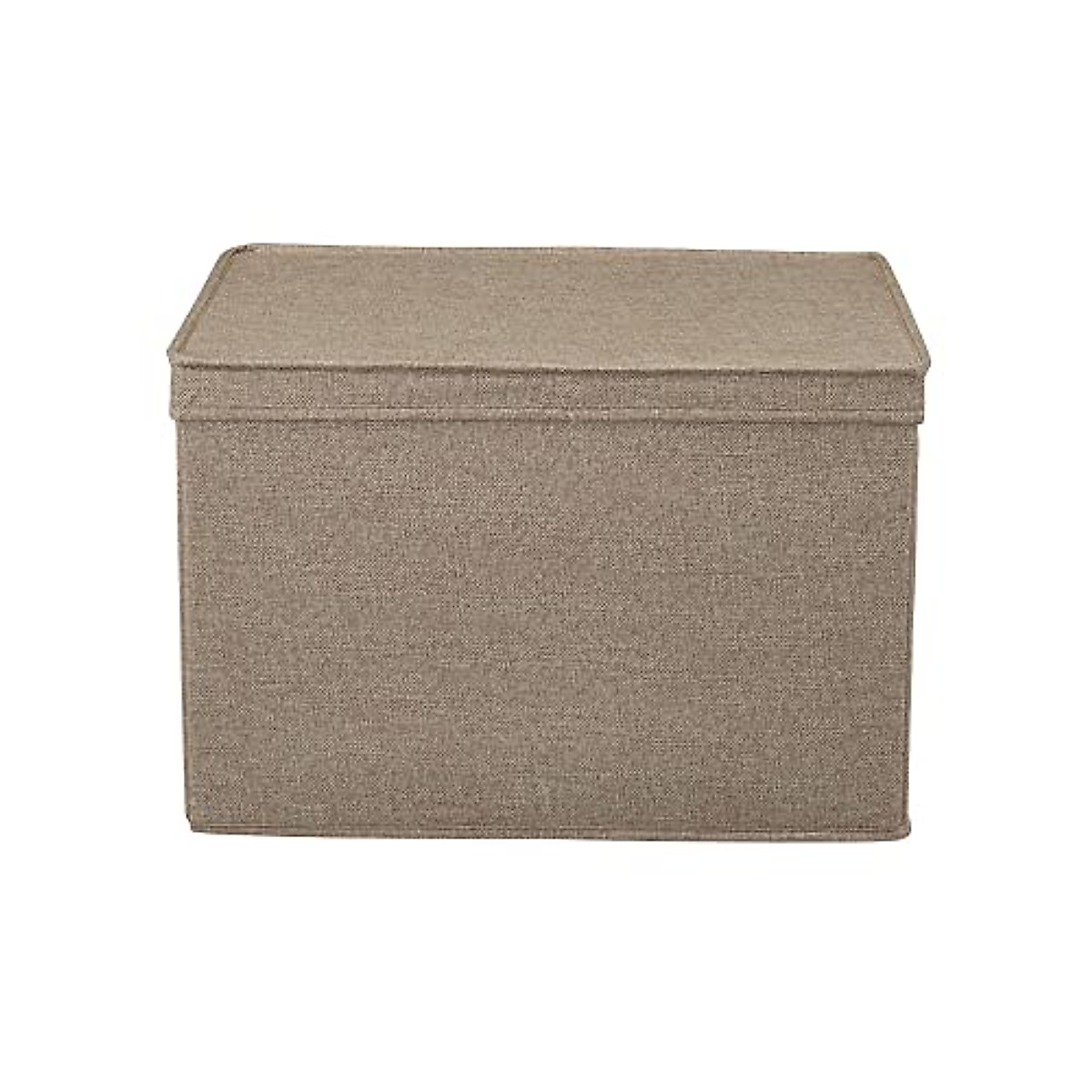 Household Essentials Wide Fabric Storage Bins with Lids, Latte, Set of 2