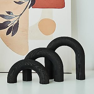 3Pcs Wood Arch Decorative Objects- Coffee Table Decor Aesthetic Arch Design Shelf Decor Neutral Home Decor Modern Minimalist Bookshelf Decor, Boho Decor for Living Room Entryway