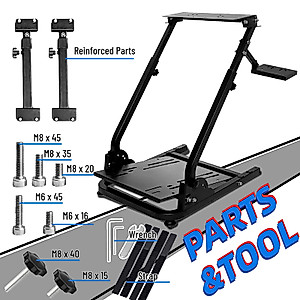 Minneer Racing Steering Wheel Stand with Pro Reinforced Parts Fit for Logitech G25,G27,G29,G920 Gaming Racing Simulator Cockpit Wheel, Pedals Not Include