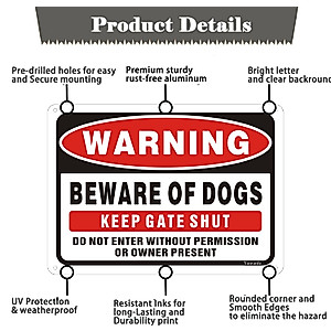 Beware of Dog Signs for Fence,Yuntarda 2-Pack 10"x7"Do not Enter Sign Keep Gate Shut Rust Free Reflective Metal Sign for Outdoor Use