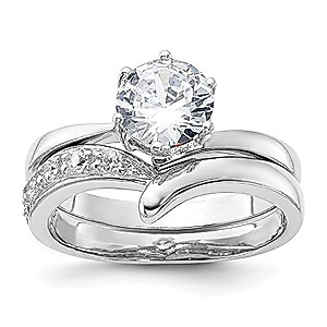 IceCarats 925 Sterling Silver Cubic Zirconia CZ Wedding Band Engagement Ring Bridal Jewelry Set