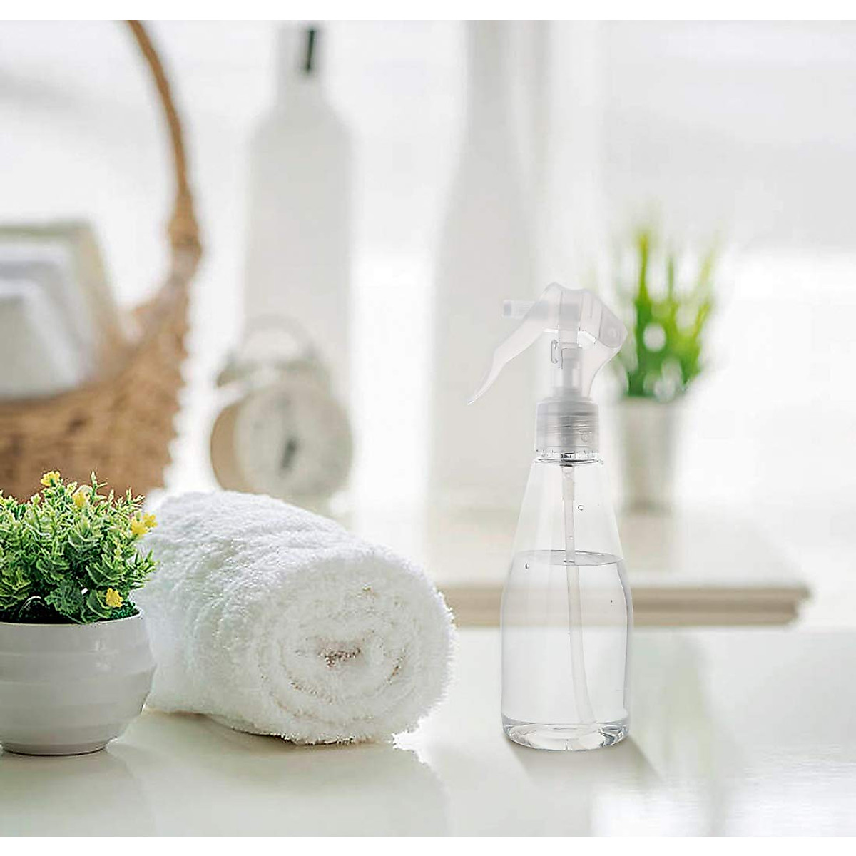 dedoot Clear Spray Bottle for Hair, Plant Mister Spray Bottle, 2 Pack Empty Small 7oz Plastic Refillable Trigger Sprayer, Leak Proof Spray Bottles for Cleaning Solutions, Hair Care, Essential Oils