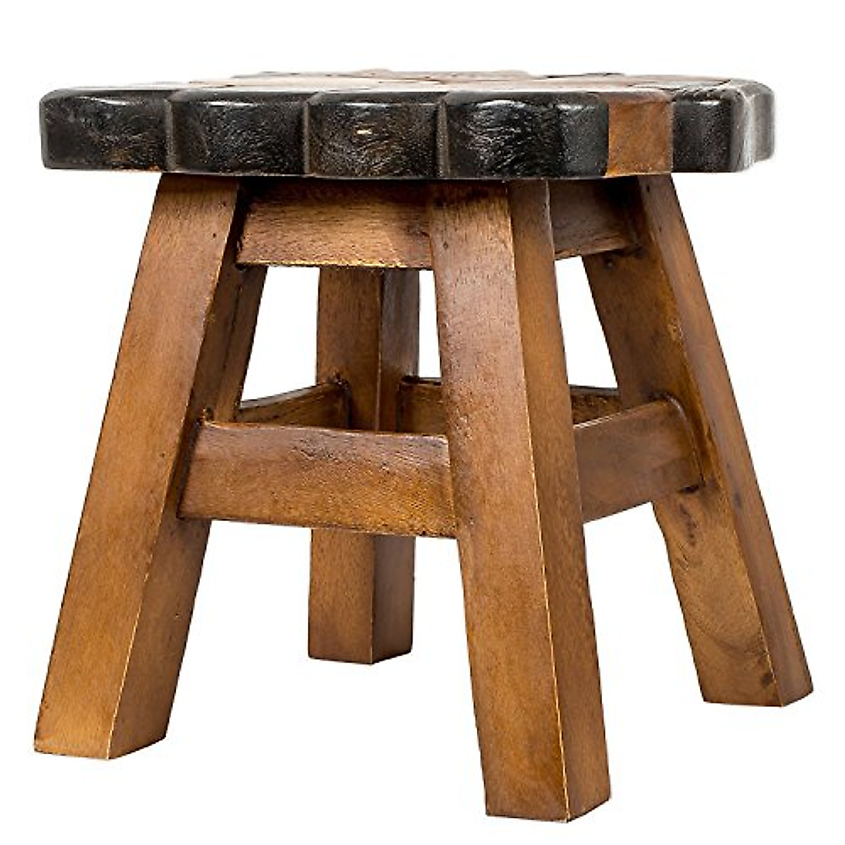 Sea Island Imports, Inc. Cow Hand-Carved Acacia Hardwood 11 inch Decorative Animal Foot Rest Step Stool