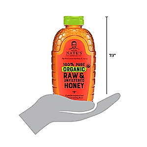 Nature Nate's 100% Pure Organic, Raw & Unfiltered. Squeeze Bottle; Allnatural Sweetener, USDA Certified Organic, No Additives, Honey, 32 Oz