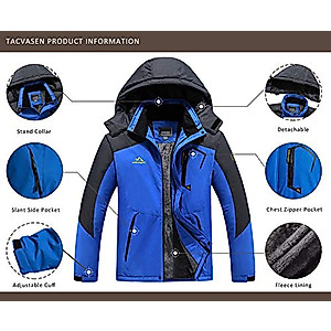 TACVASEN Winter Jacket Men Waterproof fleece Jacket Snowboarding Ski Jacket Military Tactical Jacket Coat Parka Hooded Raincoat, Black, L