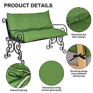BASANOB Porch Swing Cushions Cover, Three Seat Swing Replacement Cushion Cover, Anti-Fading and Anti-Slip Starp Rope Design Bench Cushion Cover for Outdoor Furniture (Green, 60" W x 40" D x 4" Thick)