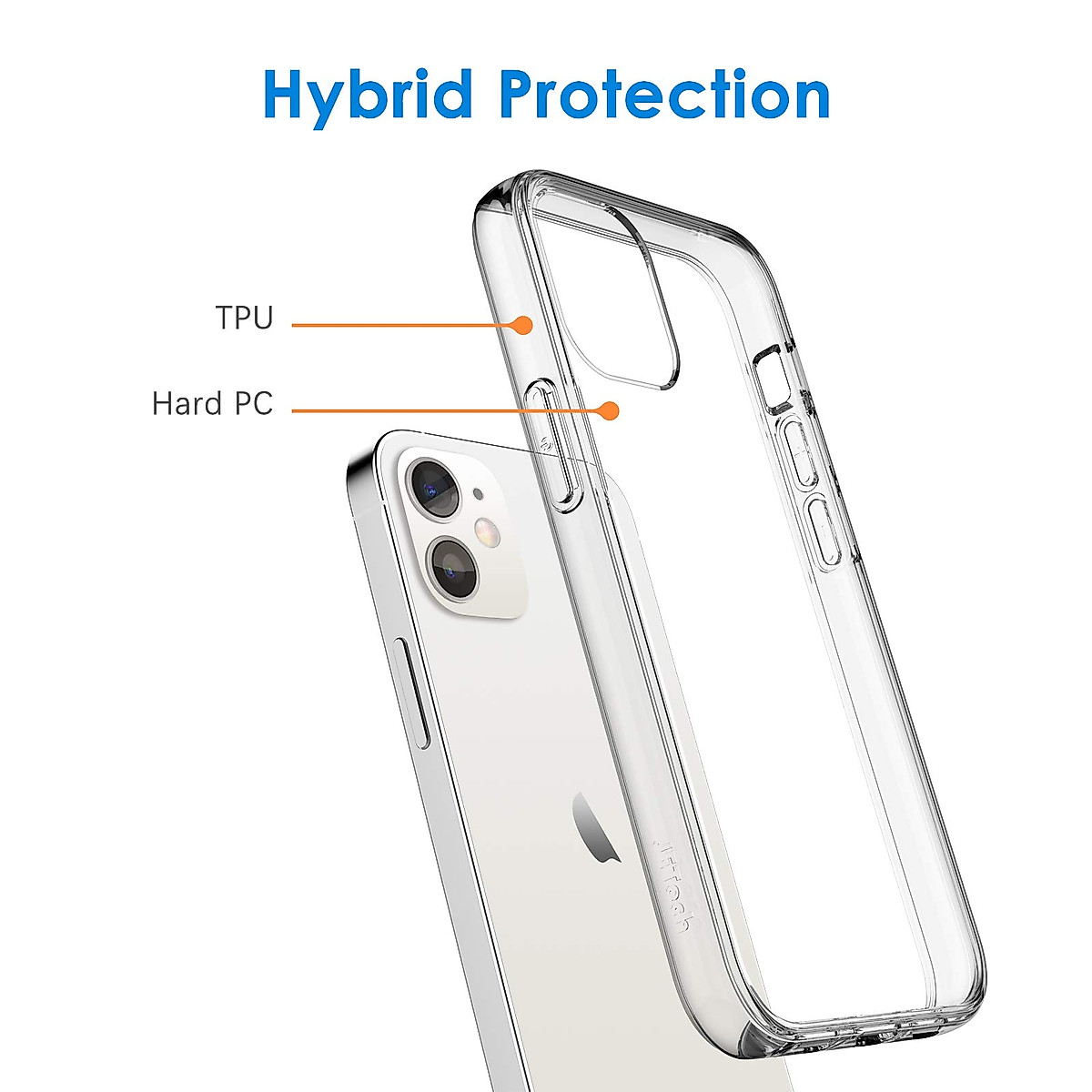 JETech Case for iPhone 12/12 Pro 6.1-Inch, Non-Yellowing Shockproof Phone Bumper Cover, Anti-Scratch Clear Back (HD Clear)