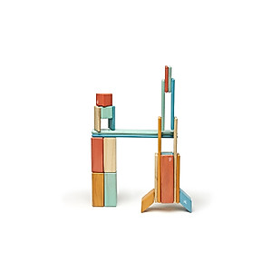 24 Piece Tegu Magnetic Wooden Block Set, Sunset, 1-99 years old