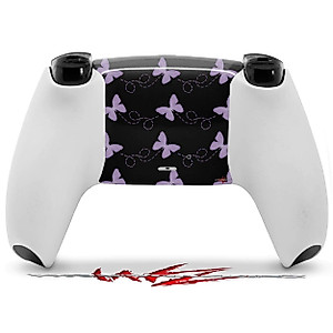 WraptorSkinz Skin Wrap compatible with Sony PS5 DualSense Controller Pastel Butterflies Purple on Black (CONTROLLER NOT INCLUDED)