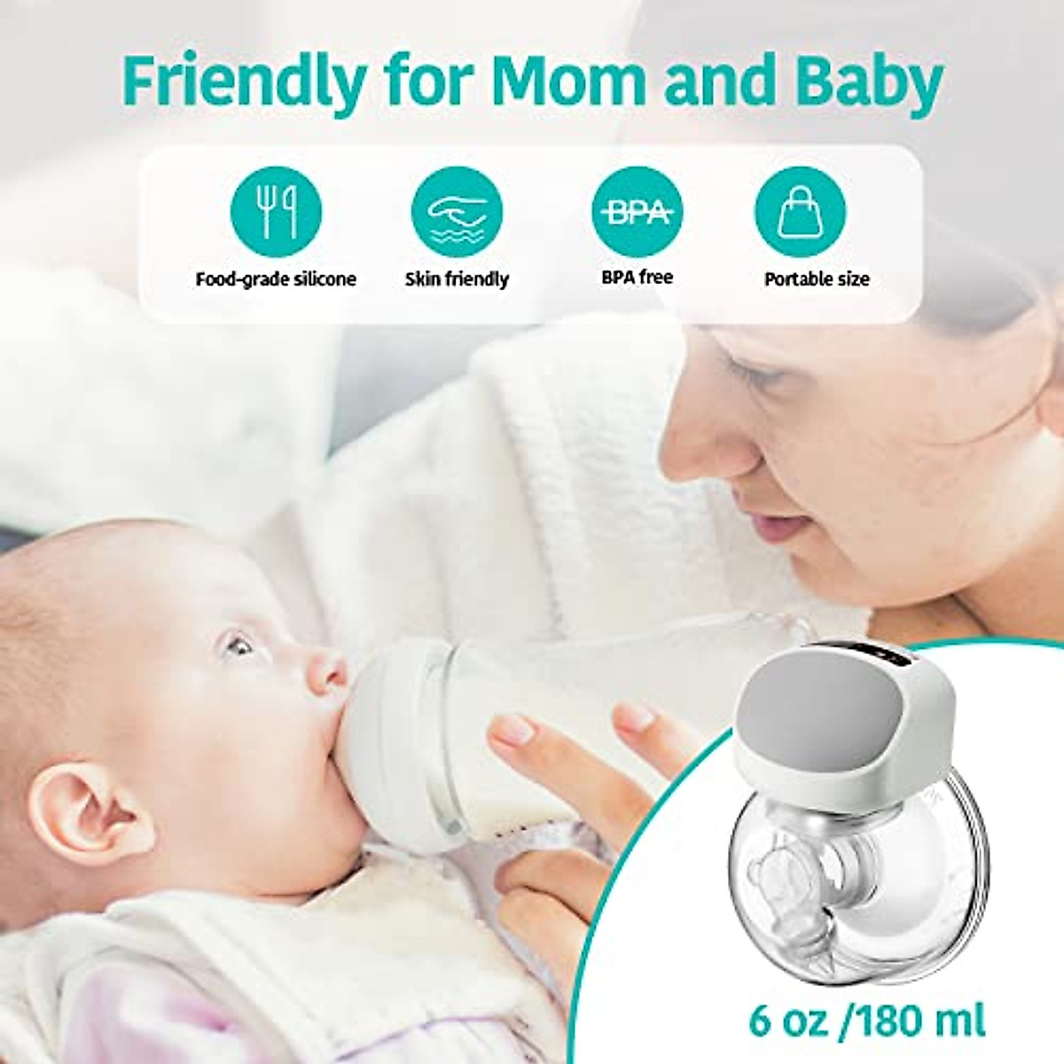 Teexin 2 Packs Wearable Breast Pump, Double Hands Free Electric S10 Pro, Wireless Breast Feeding Pump with 2 Modes, 9 Levels, LCD Display and Memory Function-24mm Flange Gray