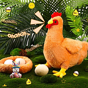 Civaner 2 Pcs 12 Inch Buffy The Hen Chicken Stuffed Animal Gift Cute Chicken Plush with Eggs Large Chicken Plush Valentine's Day Gift Easter Party Favor for Kids Women Birthday Supplies