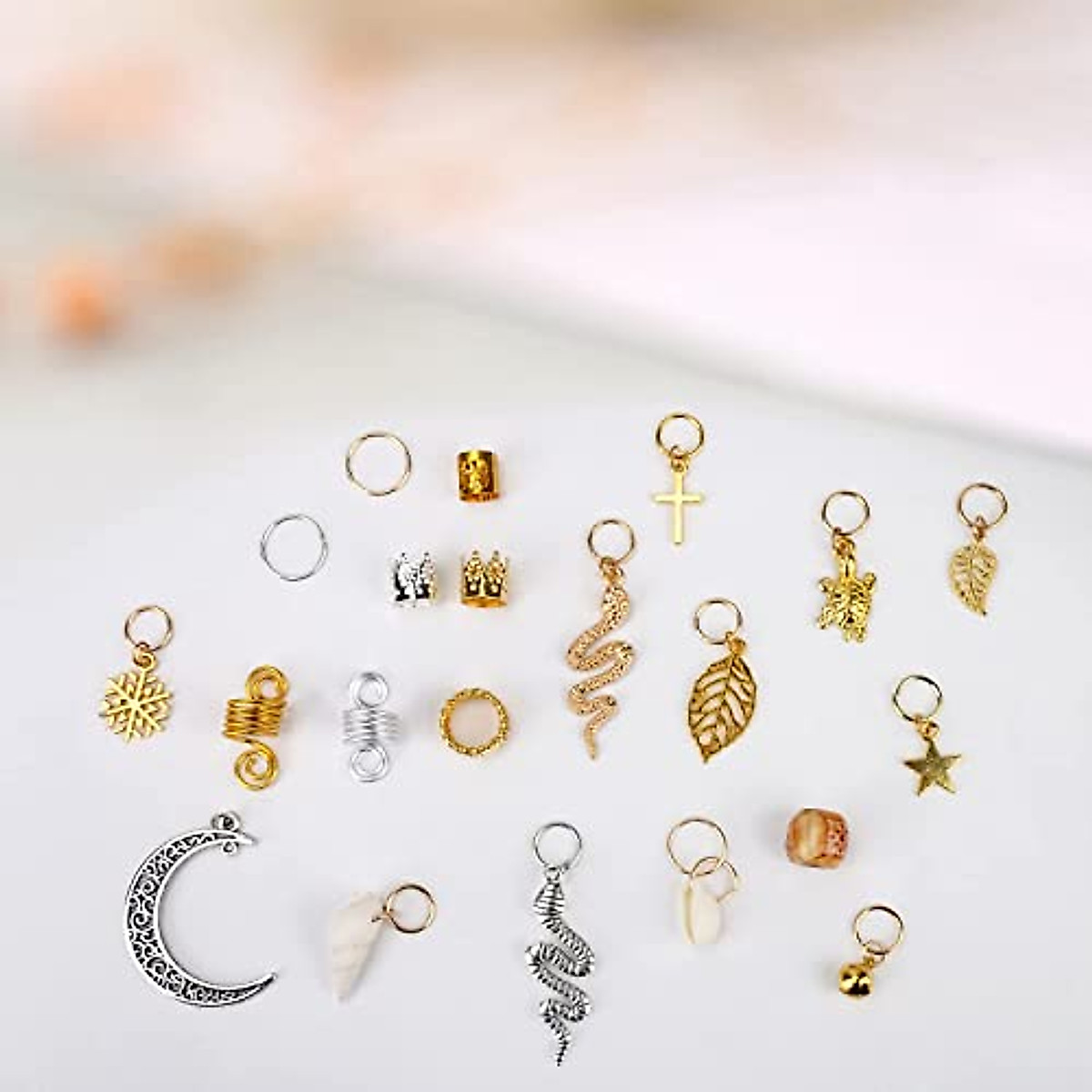 WNJ Hair Clip, 241pcs Dreadlock Jewelry for Women Braids, Hair Accessories with Metal Gold Rings, Cuffs, Clips for Hair Decorations