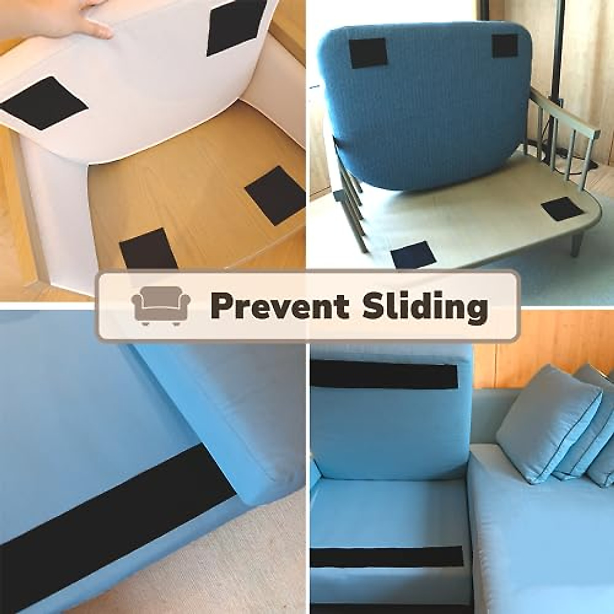 ECOHomes Couch Cushion Grip Tape Keep Couch Cushions from Sliding - Non Slip Cushion Pads, 4.4” x 10 FT Heavy Duty Strips with Adhesive for Fabric, Outdoor Patio Cushions, Hook and Loop Anti Slip