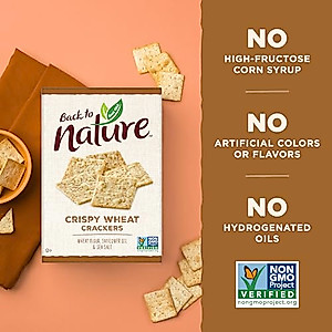 Back to Nature Crispy Wheat Crackers - Dairy Free, Non-GMO, Made with Wheat Flour & Sea Salt, Delicious & Quality Snacks, 8 Ounce