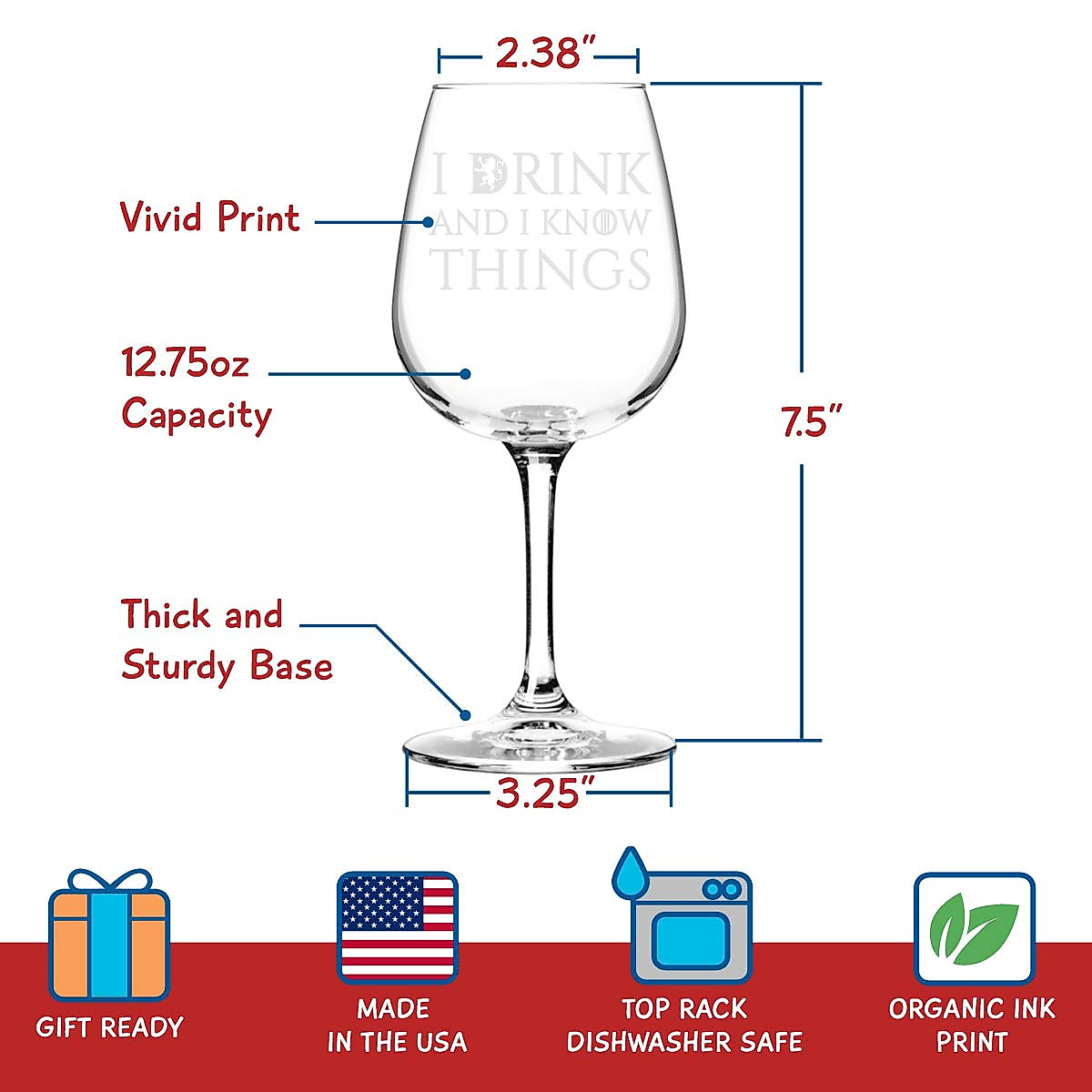 I Drink And I Know Things Beer and Wine Glass Set- Cool Present Idea for Bridal Shower, Wedding, Engagement, Anniversary and Couples - Him, Her, Mr. Mrs. Mom Dad