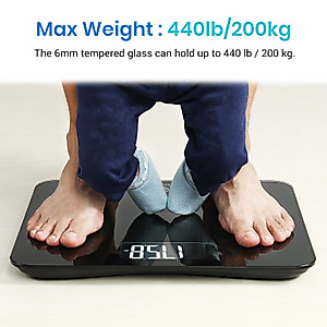 Etekcity Digital Bathroom Scale for Body Weight for People, Extra Wide Platform and High Capacity, Large Number and Easy-to-Read on Backlit LCD Display, 440 lb