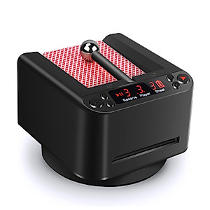 Nileole-YOUPAI Automatic Card Dealer Machine, 360° Rotating 2 Decks Card Dealer, Built-in 2800MAH Rechargeable Battery, Casino Playing Card Table Accessories for UNO, Blackjack, Texas Hold'em (White)