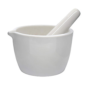 EISCO Porcelain Mortar & Pestle Set, 13.5oz (400ml) - Heavy Duty - Unglazed Grinding Surface - Excellent for Kitchen or Laboratory - Grinds Powdered Chemicals, Herbs, Spices, Pills - White Labs