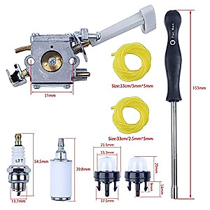 Adefol RY08420A Backpack Leaf Blower Carburetor and Carb Adjusting Tools for Ryobi BP42 RY08420 with Fuel Filter Line Replacement Parts for 308054079 530069247