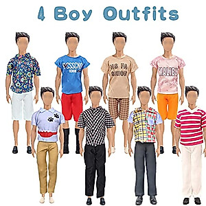 27 PCS Doll Clothes and Accessories for 11.5 Inch Girl Doll and 12 Inch Ken Doll Include 7 Boy Outfits 7 Girl Outfits 3 Pair of Ken Shoes 10 Pair of Girl Shoes Random Style