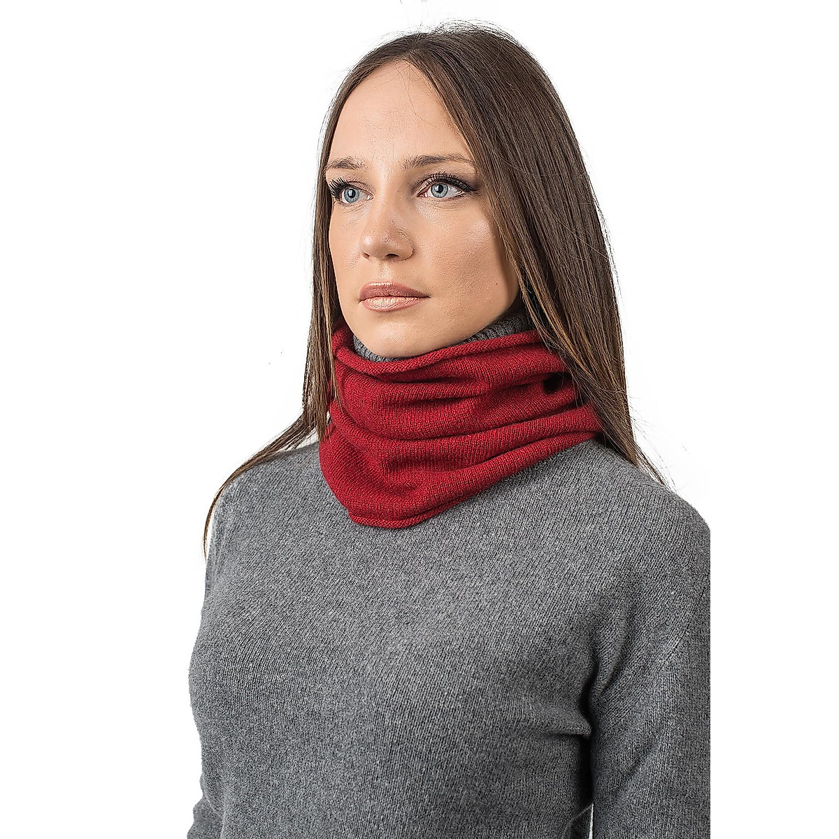 Dalle Piane Cashmere - Infinity scarf in 100% regenerated cashmere - Woman/Man, Color: Red, One size