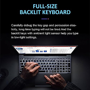 Auusda Laptop Computer with 16GB DDR4 512GB SSD, Intel Celeron N5095 Up to 2.9 GHz, 15.6" FHD IPS LCD, BK, Fingerprint Unlock, Cooling Fan, Webcam, Dual Speakers, Mini HDMI, USB-A x 2, Windows 11 Pro