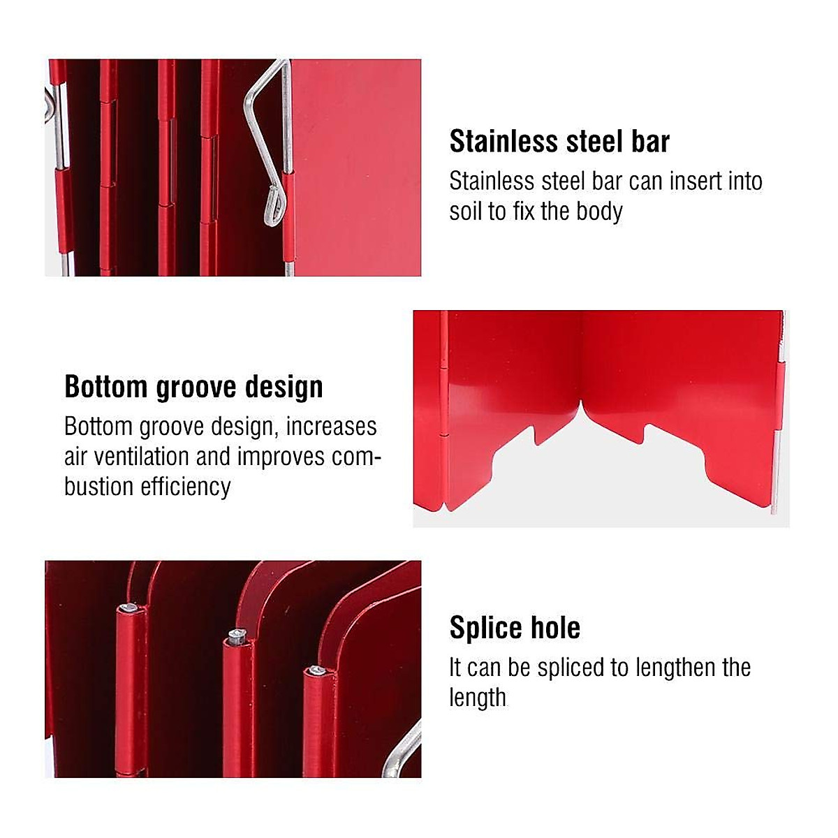 Camping Stove Windscreen - 8 Plates Lightweight Folding Outdoor Windshield for Camping Backpacking(Red) Outdoor Catering