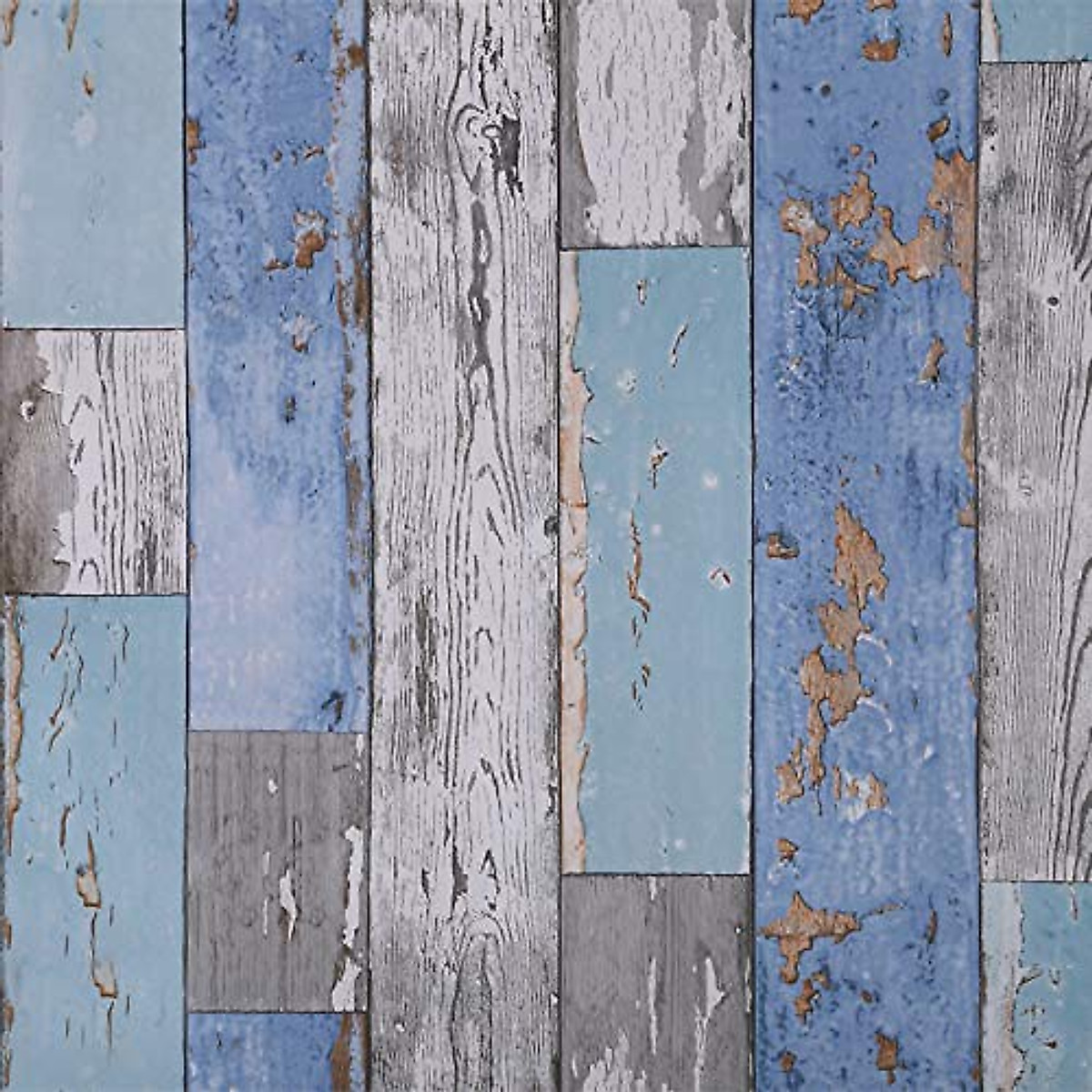 Art3d 17.7"x78.7" Peel and Stick Wallpaper - Decorative Self Adhesive Vinyl Film Wood Grain Wallpaper for Furniture Cabinet Countertop Shelf Paper, Blue Distressed Wood