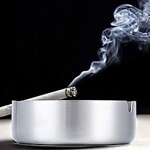 Pack of 3 Cigar Ashtray Tabletop Round Stainless Steel Ash Tray Suitable for Cigarette Ash Holder for Home