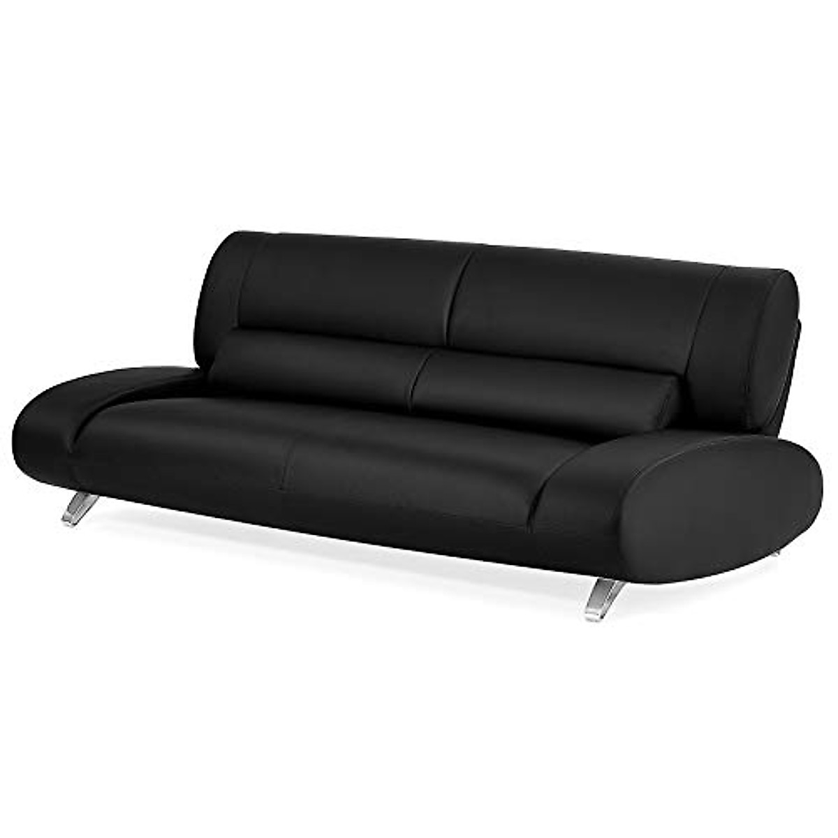 Zuri Furniture Modern Aspen Black Microfiber Leather Sofa