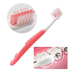 Angzhili Portable Orthodontic Toothbrush Kit for Orthodontic Patient Orthodontic Care Kit for Braces Interdental Brush Dental Wax Dental Floss Toothbrush Box Oral Care Kit Dental Travel Kit(Red)