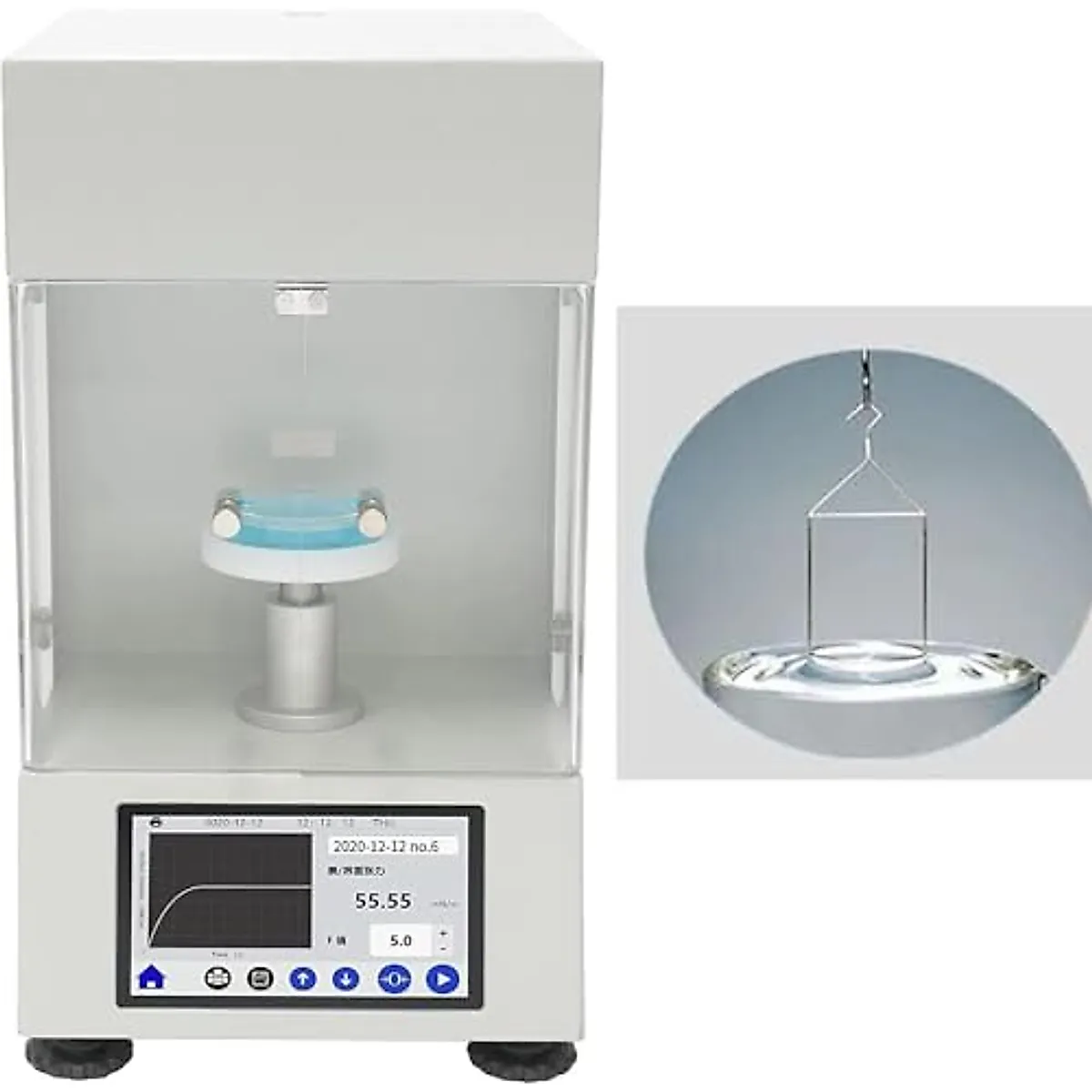 VTSYIQI Surface Tension Equipment Automatic Interfacial Tension Meter with Platinum Loop Range 0 to 1000 mN/m Accuracy 0.1mN/m Automatic Lifting and lowering of Sample Stage