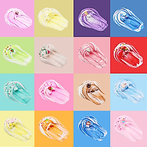 16 Pack Two-Toned Butter Slime Kit,DIY Educational Slime Toys Super Soft and Non-Sticky Toy for Gilrs.Party Favor for Kids Girls & Boys 6 7 8 9 10 11 12 +