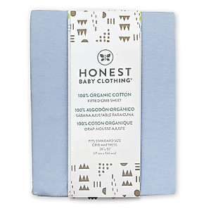 HonestBaby Fitted Crib Sheets Fits Standard Mattress Bassinet, Mini Prints 100% Organic Cotton Baby Boys, Girls, Unisex, Kentucky Blue Fitted Crib Sheet, One Size