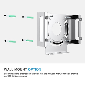 IFCASE Mac Mini Cooling Fan Mount, Behind Monitor, Under Desk, Wall Mount Cooling Fan Stand for Mac Mini 2010 to 2023 M2, Compatible VESA Holder with Anti-Scratch Pad (Silver)