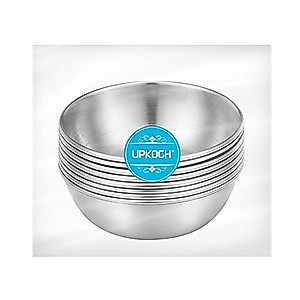 UPKOCH 8pcs Stainless Steel Sauce Dishes Dipping Bowls Round Seasoning Dish Saucer Appetizer Plates for Restaurant Home (Silver)