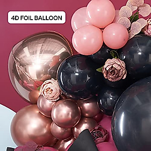 PartyWoo 140 pcs Pink Balloon Arch Kit, Black and Hot Pink Balloon Garland with Rose Gold 4D Balloons, Dusty Rose Metallic Balloons for Birthday Decorations, Wedding Decorations, Bachelorette Party