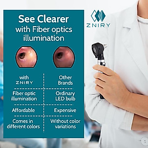 Zniry Fiber Optic Mini Otoscope - Ear Scope with Light, Ear Infection Detector (Black Color) Reguler