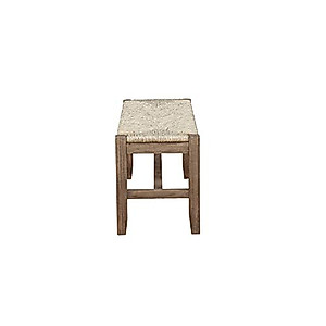 Unknown1 40-inch Wood Bench with Rush Seat Natural Solid Rustic Finish
