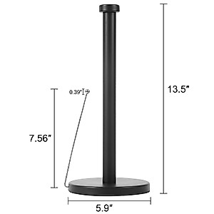 Paper Towel Holder, Countertop Stainless Steel Paper Towels Tabletop Standing with Steel Arm for Kitchen Dinning Room - Black