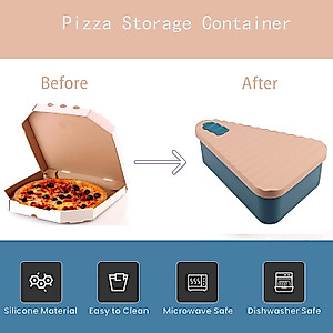 Gwydre Pizza Leftover Storage Container with 2 Pizza Trays,Reusable Pizza Slicone Container,Silicone Food Container Lunch Box Withstand Temperature in -40~200℃ (Blue&pink, 9inch)