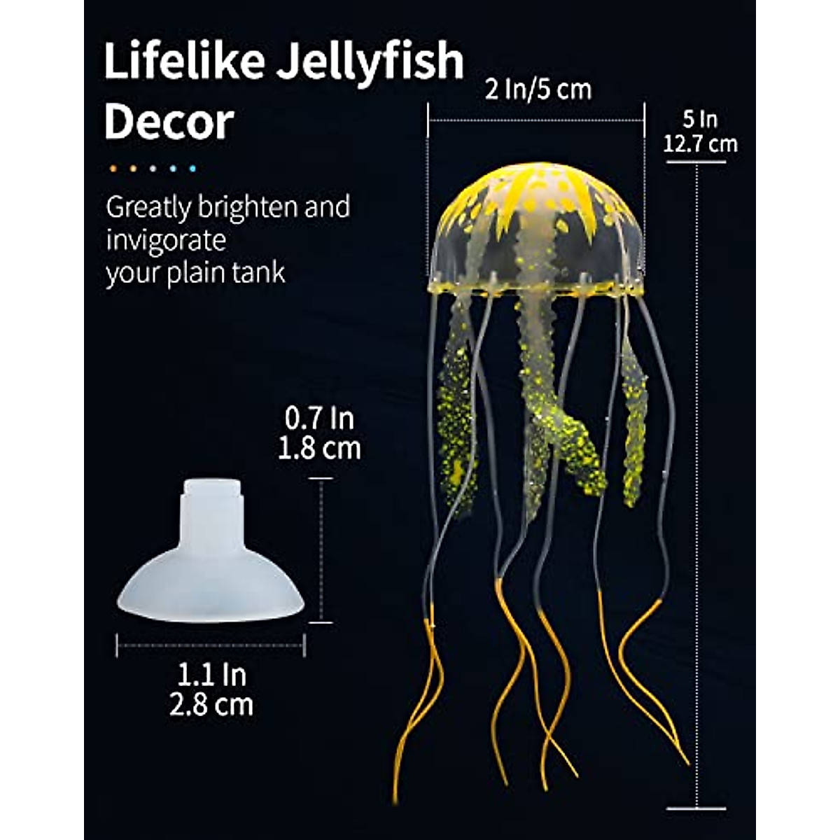 Uniclife 6 Pcs Glowing Jellyfish Ornament Decoration for Aquarium Fish Tank
