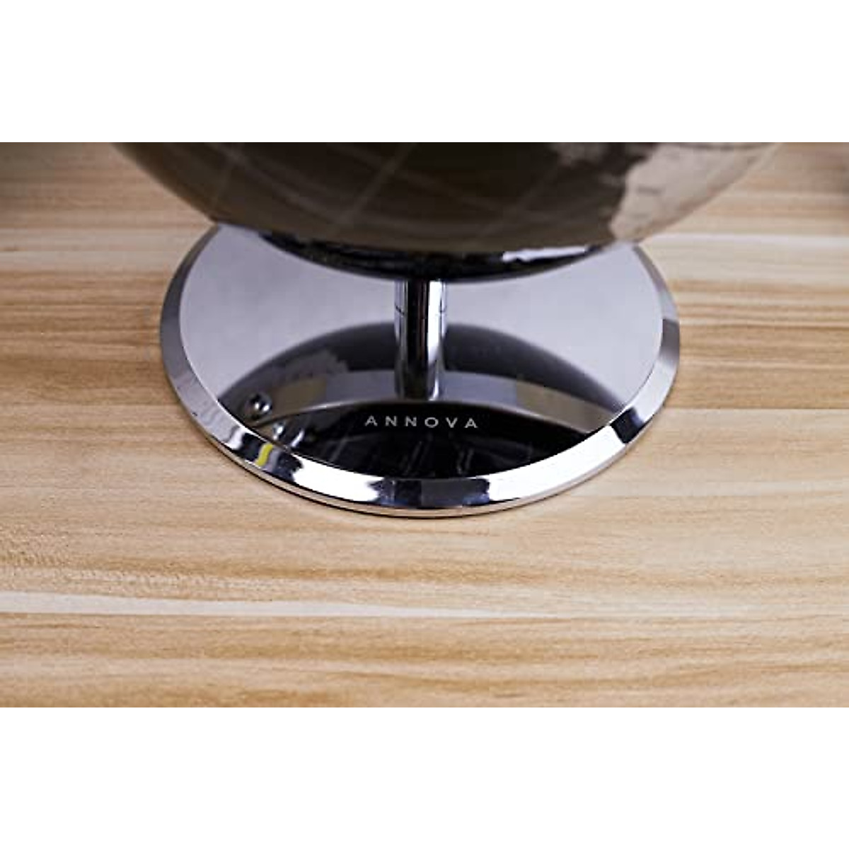 ANNOVA Metallic World Globe Black – Educational/Geographic/Modern Desktop Decoration - Stainless Steel Arc and Base/Earth World - Metallic Black - for School, Home, and Office (10-Inch)