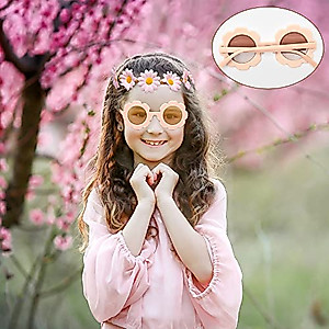 A1diee 12Pcs Groovy Retro Sunglasses Headbands Party Favors Boho Hippie Round Flower Polarized Eyewear Multicolor Daisy Flower Crown Costume Accessories Set 60s Festival Party Gifts for Kids