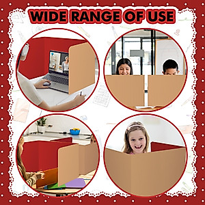 12 Pcs Privacy Folders for Students Red Desk Dividers Classroom Test Dividers Desks Privacy Panel Partitions Trifold Desk Dividers for School