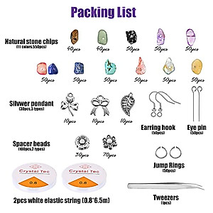 Souarts Crystal Beads Set Natural Gemstone Chips DIY Jewelry Making Kit 11 Colors Crystal Chips Jewelry Bracelet Beads Irregular Chips Stone Beads for Jewelry Making Supplies Bracelet Necklace