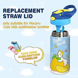 Mocaru 6Pack Replacement Straw Lid for 12oz Kids Sublimation Tumbler with Soft Silicone Spout and Portable Handle, One-click Pop-up Straw, BPA Free