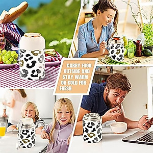 CUPADA Animal Skin Leopard Food Jar for Hot and Cold, Abstract Insulated Food Jars Vacuum 17OZ with Folding Spoon for Work Trip Picnic Camping