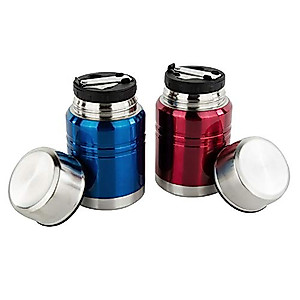 Insulated Food Thermos & Meal Container with Collapsible Spoon (16 oz.) Stainless-Steel Food Jar Hot and Cold Storage | Soup, Coffee, Water, Liquids | Airtight, Leakproof Seal,Red