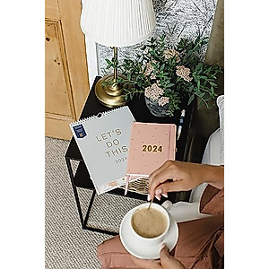 Busy B Perfect Planner Diary January to December 2024 - A5 Pink - Faux Leather Week to View Planner with Stickers & Tear-Out Lists